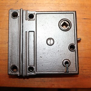 Restored Antique Cast Iron Rim Lock Set With Knobs, Keyhole, Rosette R ...