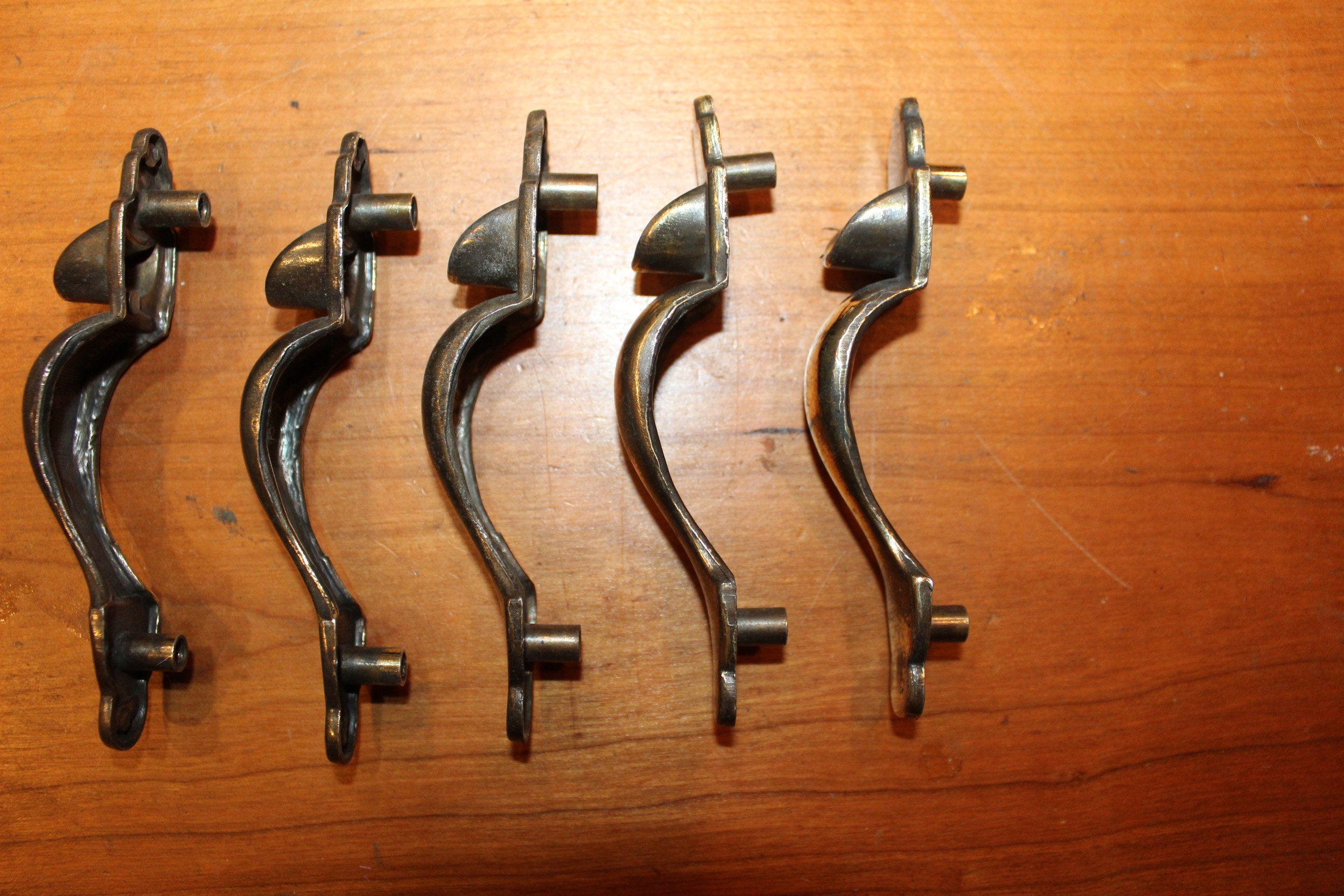 Vintage Faux Cabinet Thumb Pulls or Handles in Antique Brass - Etsy