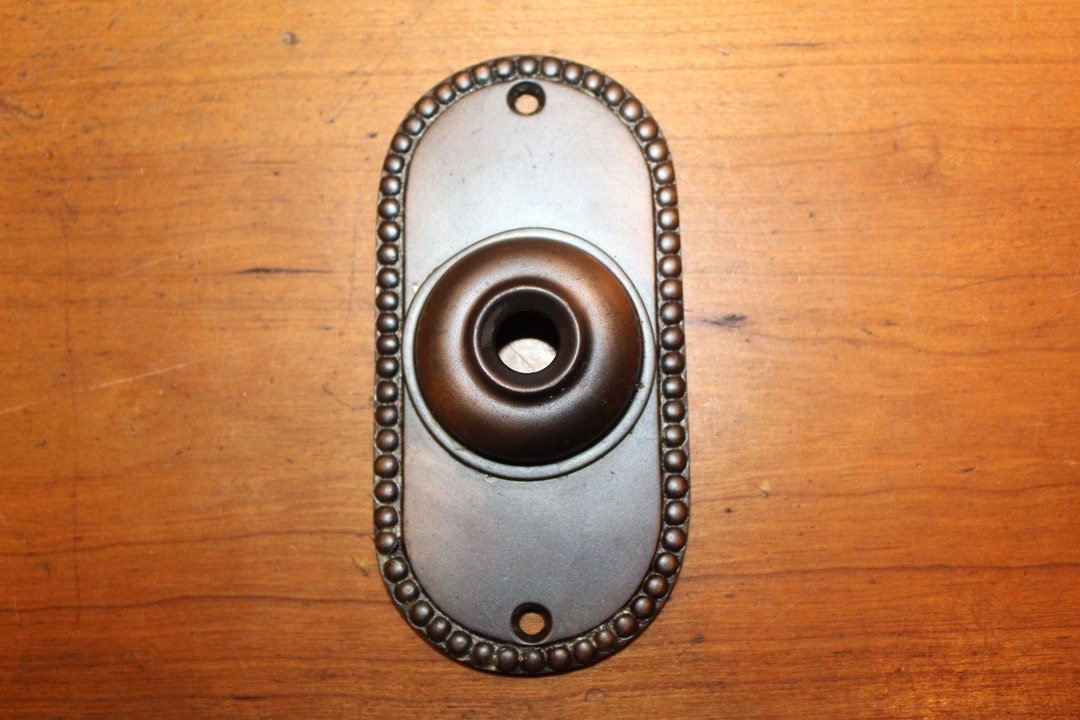 One Cast Bronze Antique Doorbell Escutcheon Shell Only Beaded Perimeter ...