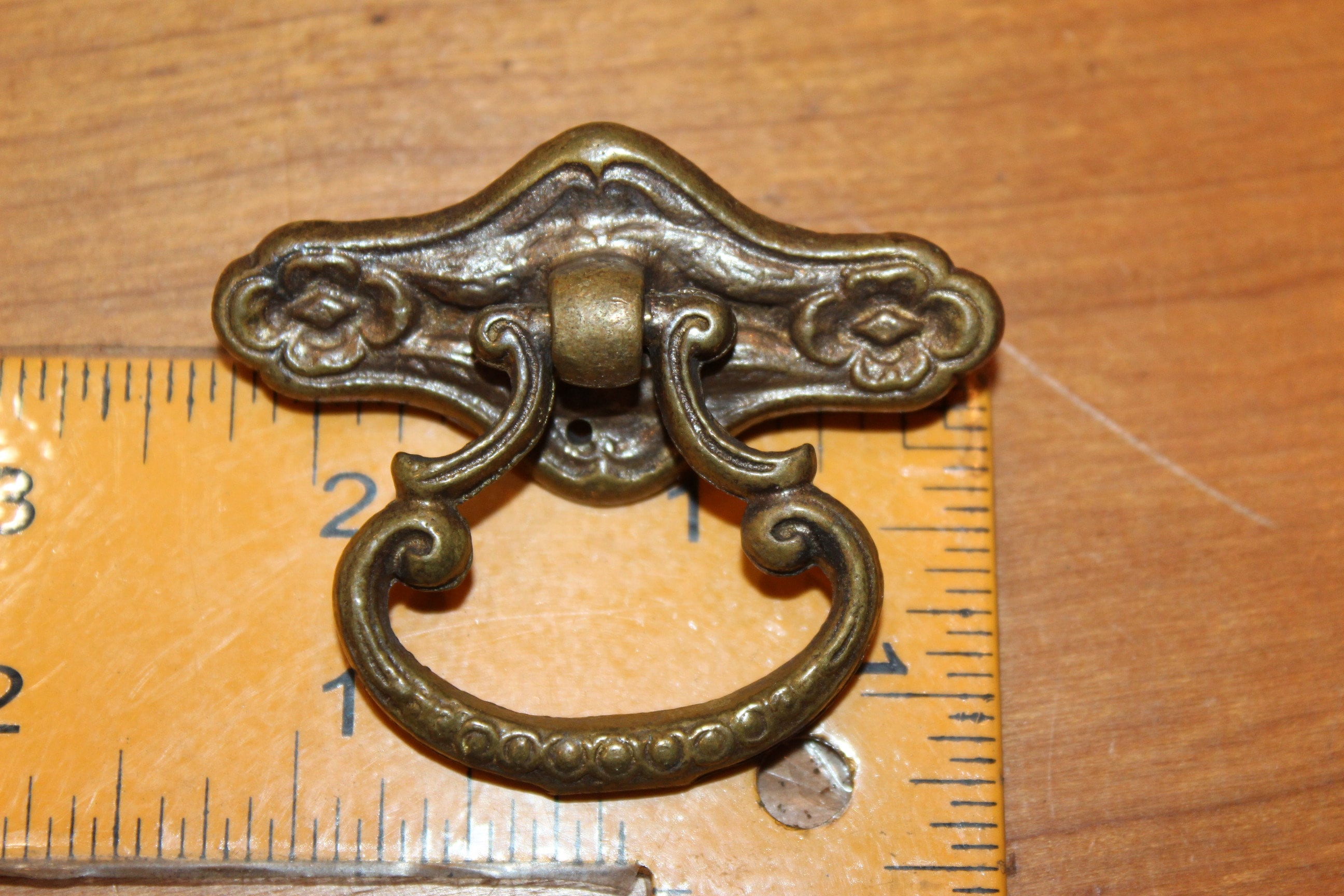 Antique Cast Bronze Drawer Drop Bail Pull Aged Patina Unmarked | Etsy