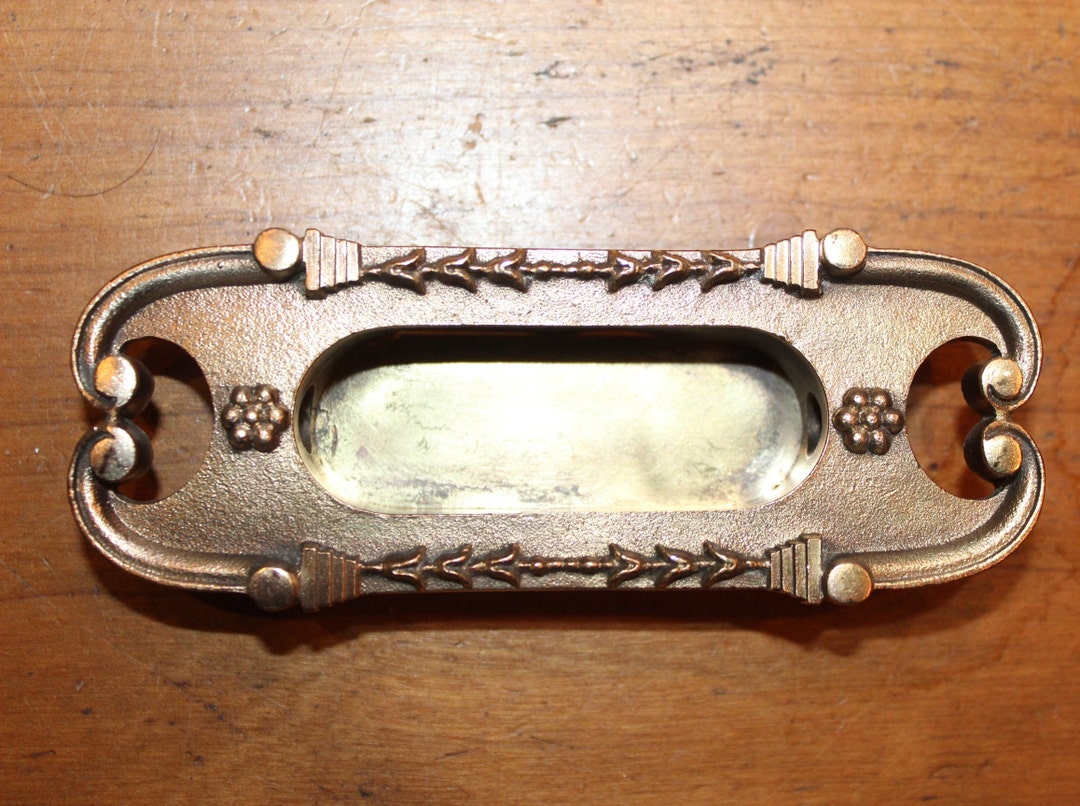 One Antique Victorian Cast Bronze Ornate Recessed Window Sash Lift L ...