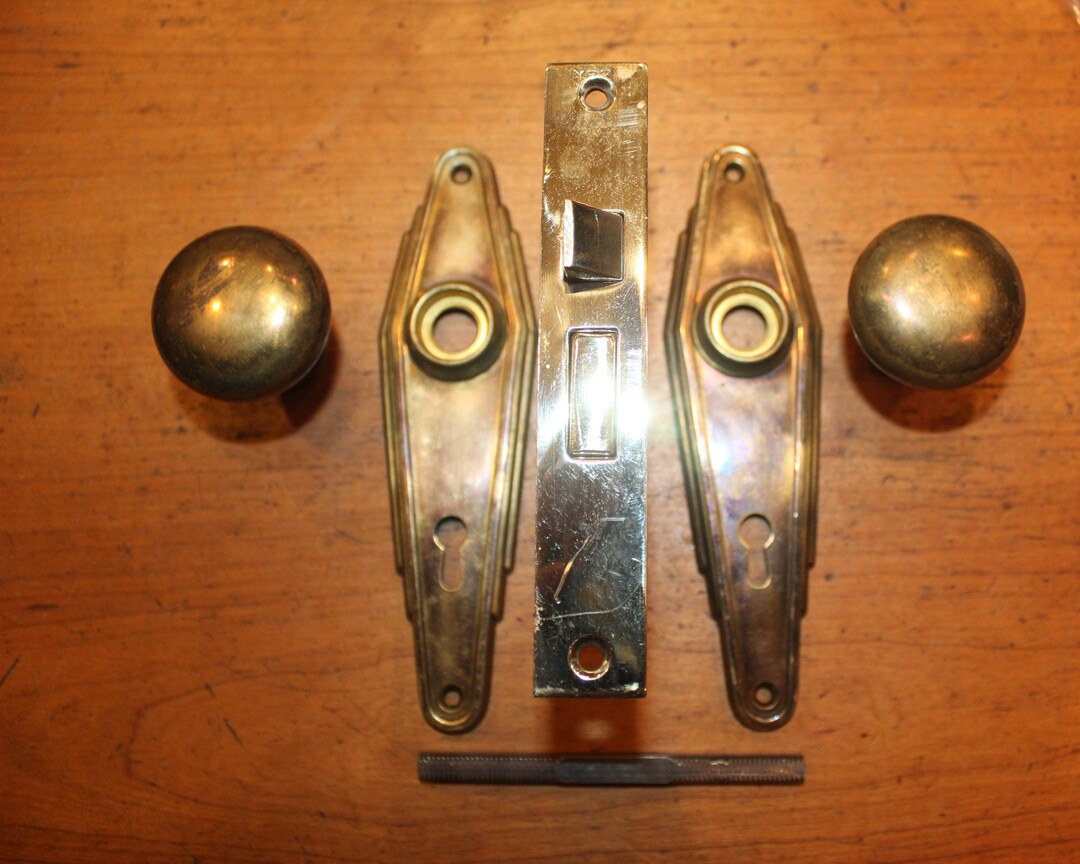 Antique Art Deco Passage Set Refurbished Mortise With 2 Knobs ...