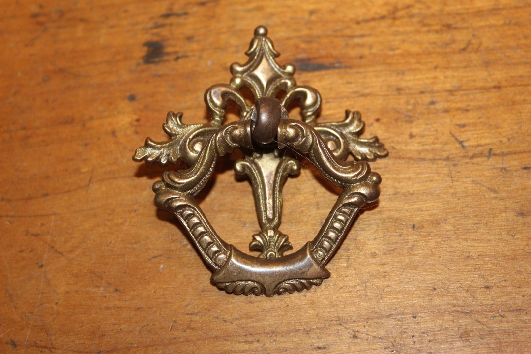 Antique Cast Bronze Drawer Drop Bail Pull Aged Patina Q-53 - Etsy