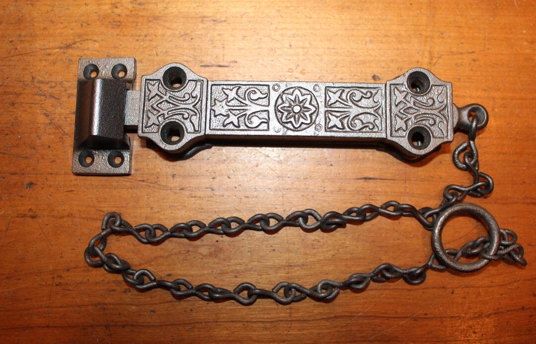 Restored Antique Surface Mount French Door Spring Loaded Bolt Cast Iron ...