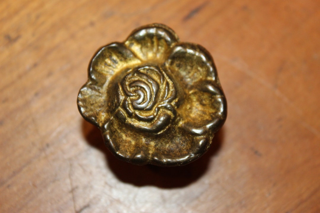 Small 1-1/2" Antique Round Brass Bronze Furniture Drawer Dresser Pull I ...