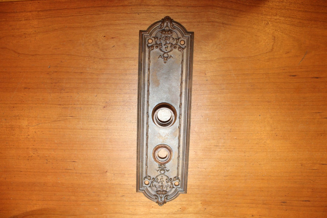 Antique Cast Bronze Keyhole Escutcheon Tall Rosette and Thumb Turn S ...