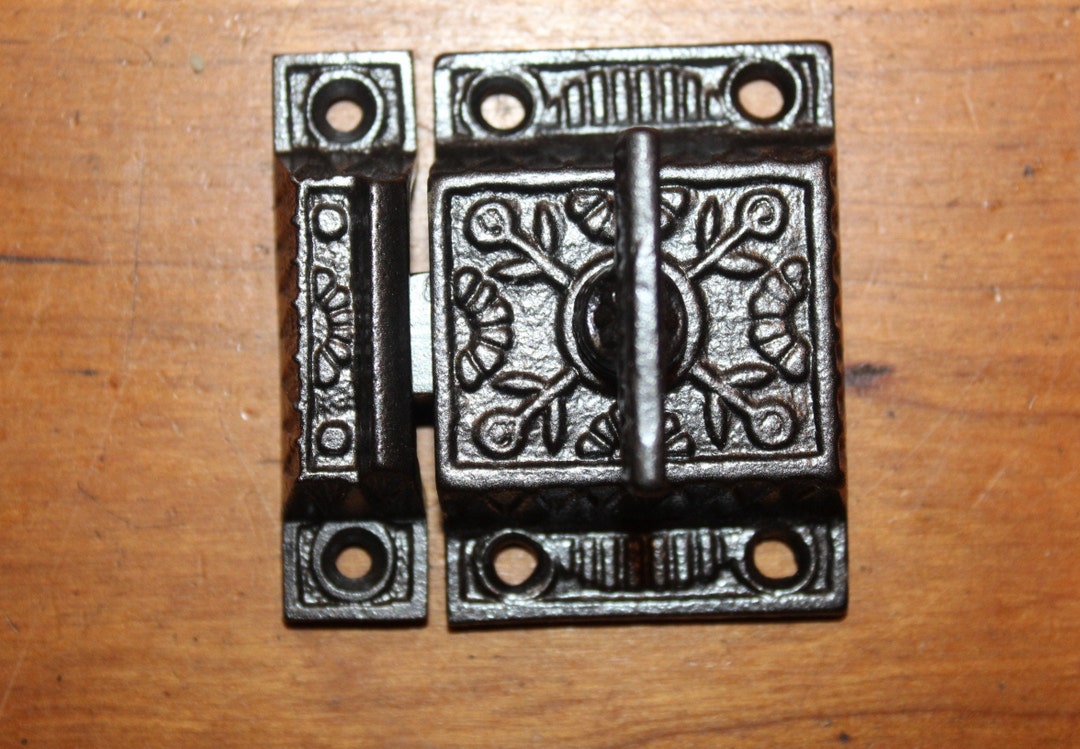 Antique Eastlake Cupboard Pantry Lock & Keeper Restored Cast Iron FF-25 ...