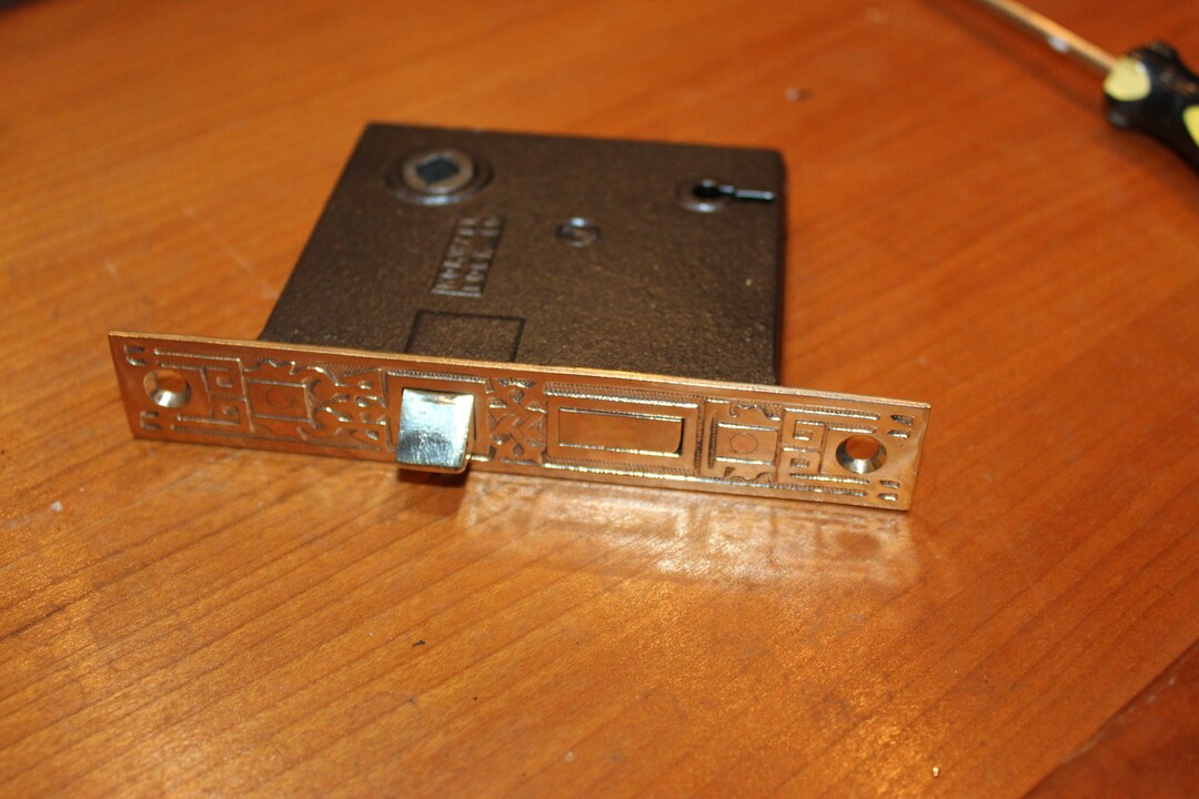 Norwalk Lock #-412 Restored Cast Iron Mortise Lock Brass / Bronze Face ...