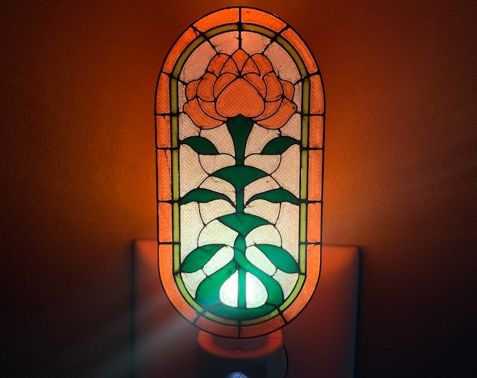 3D Printed Stranger Things stained Glass Rose Night Light - Etsy