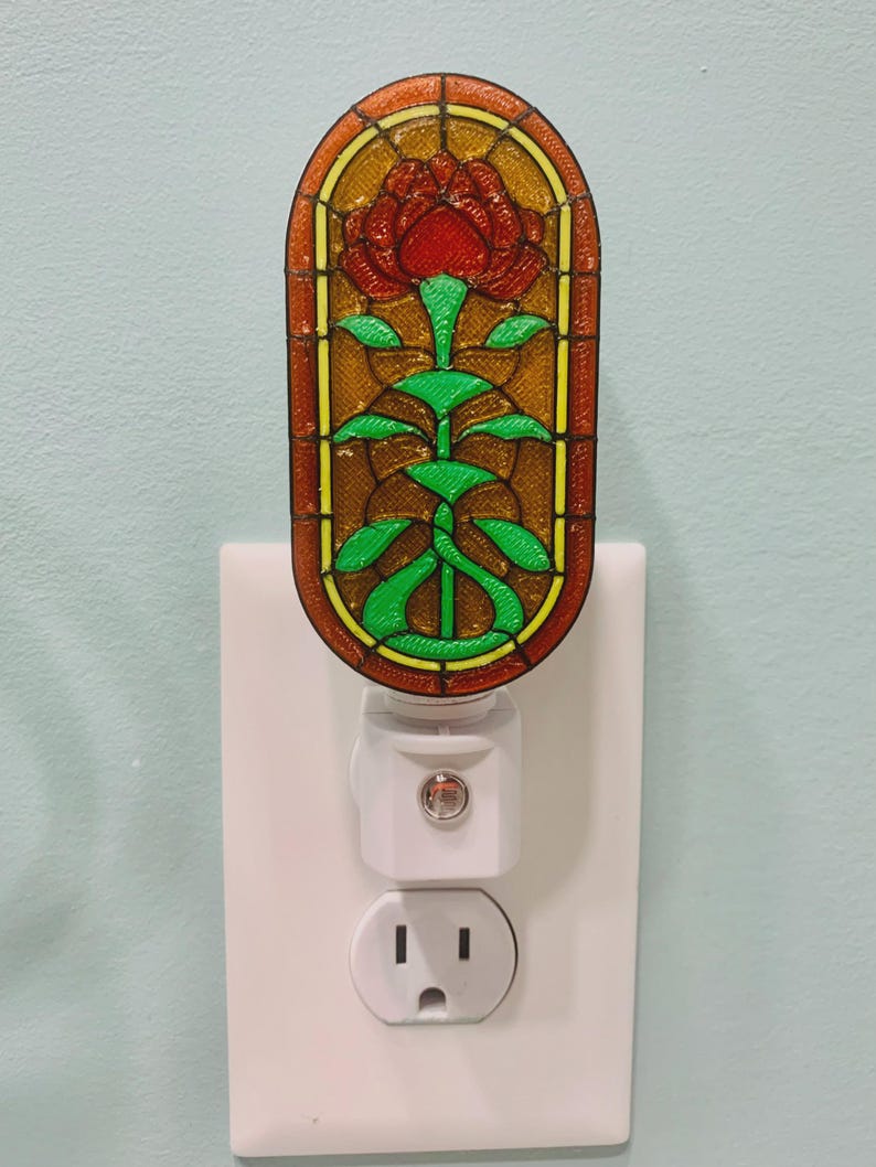 Cursed Manor Rose Night Light - 3D Printed Glowing Stained Glass - 80s ...