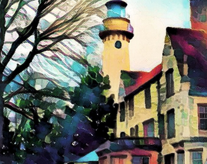 Grosse Point Lighthouse & Keeper's House, Evanston, Illinois. Romantic ...