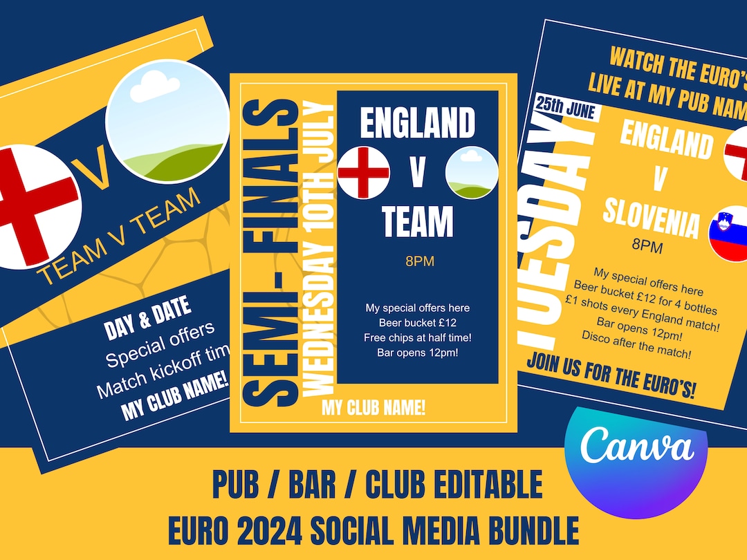 Euro 2024 Football Poster / Pub Bar Social Media Template UEFA Poster ...