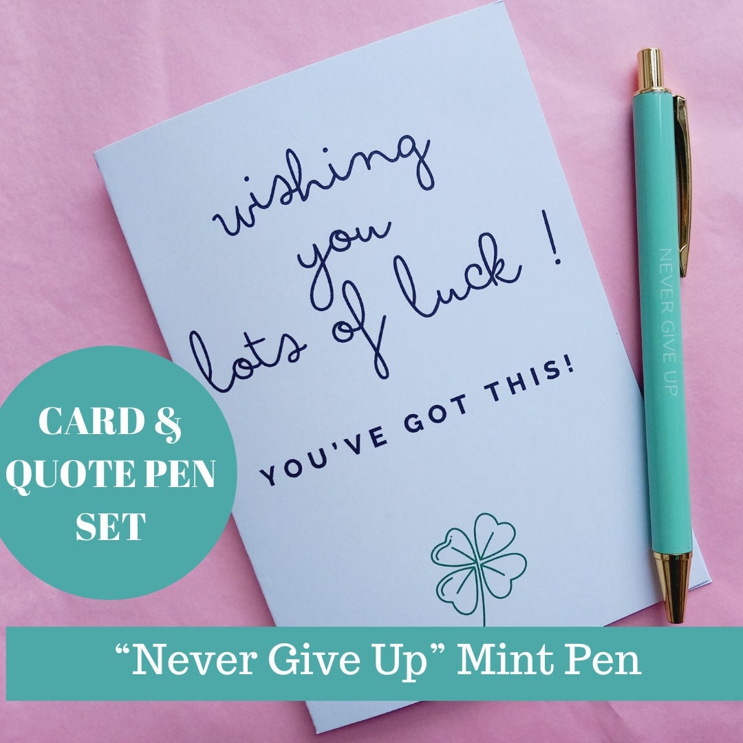 Personalised Good Luck Card and Pen Gift / Leaving Gift for Her / Sorry ...