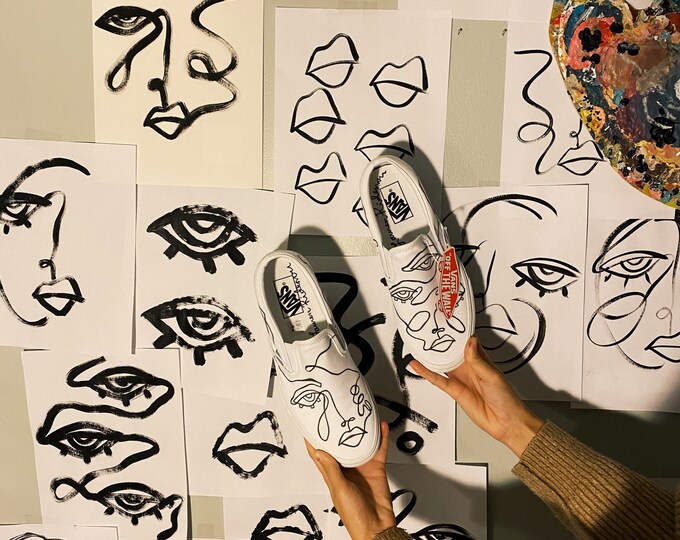 Custom Vans Made to Order Hand Painted Vans Abstract Gift Unique Gift ...