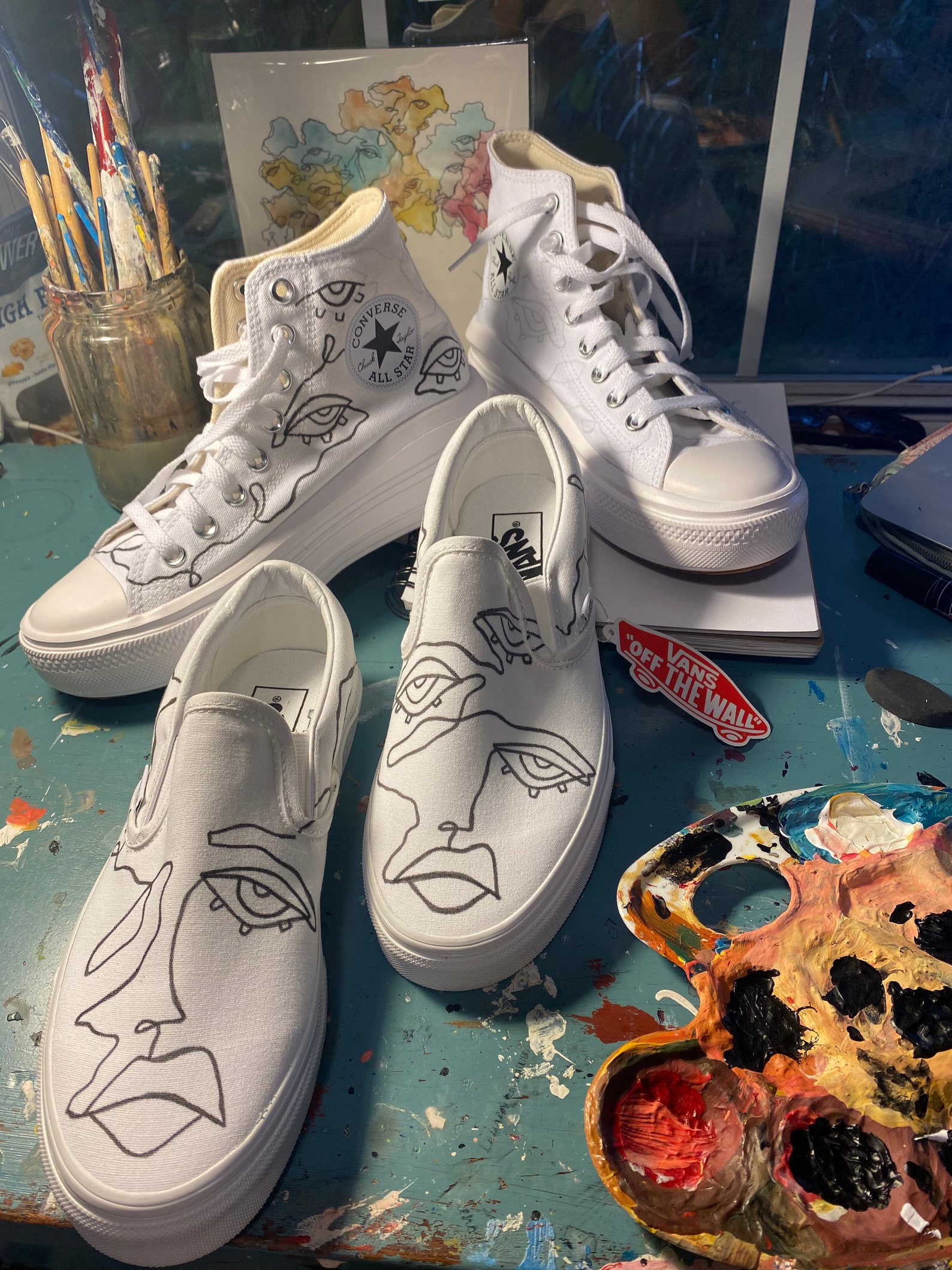 Custom Vans Made to Order Hand Painted Vans Abstract Gift | Etsy