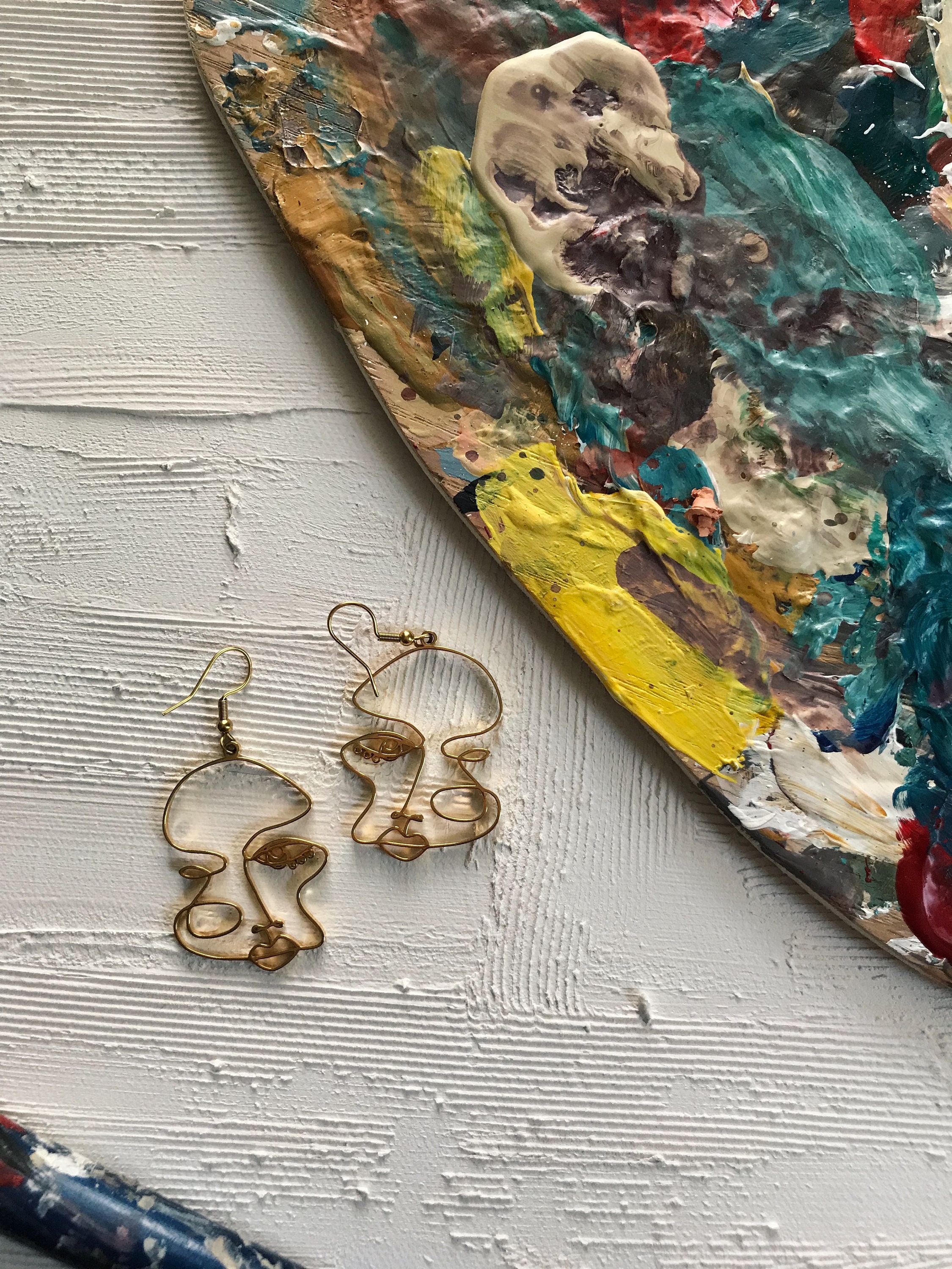 Abstract Face Earrings Minimalist Jewelry Unique Gift One Line | Etsy