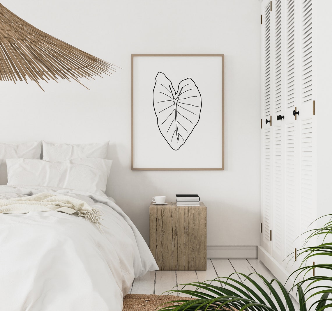 Kalo Print // Black and White Print // Hawaiian Wall Art // | Etsy