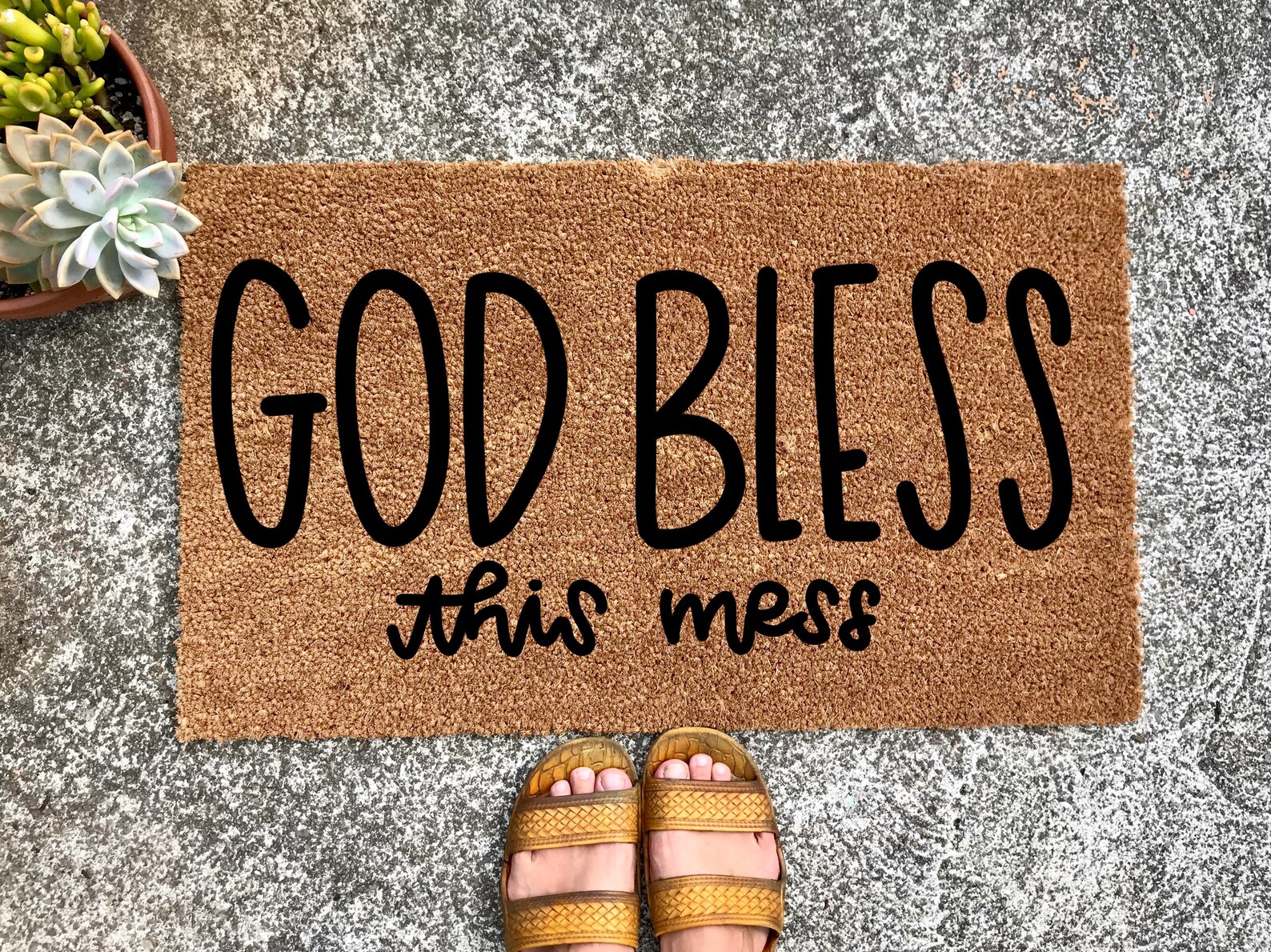 God Bless This Mess Doormat // Patriotic Doormat // Welcome - Etsy 日本