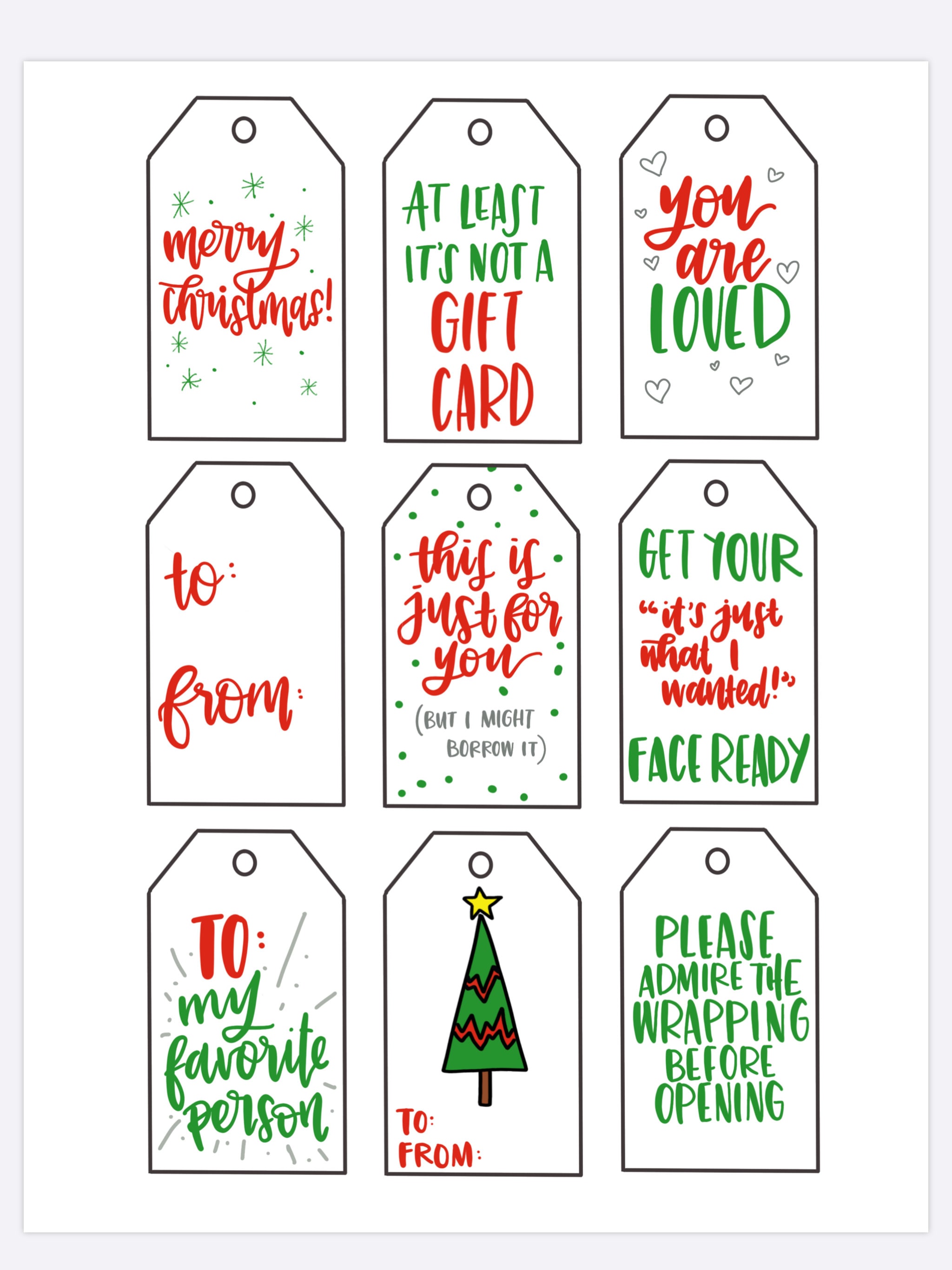 Christmas Tags // Funny Christmas Tags // Free Tags // NINE | Etsy