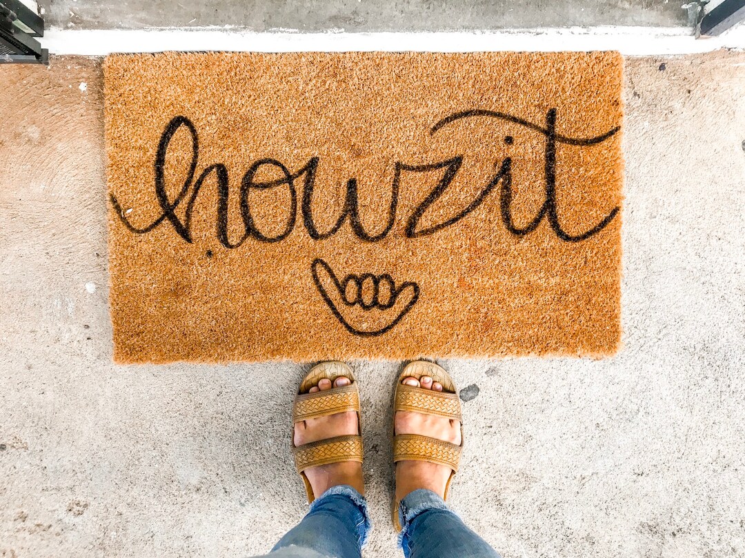 Howzit Doormat // Aloha Doormat // Hawaiian // Hawaii Rug // Aloha Home ...