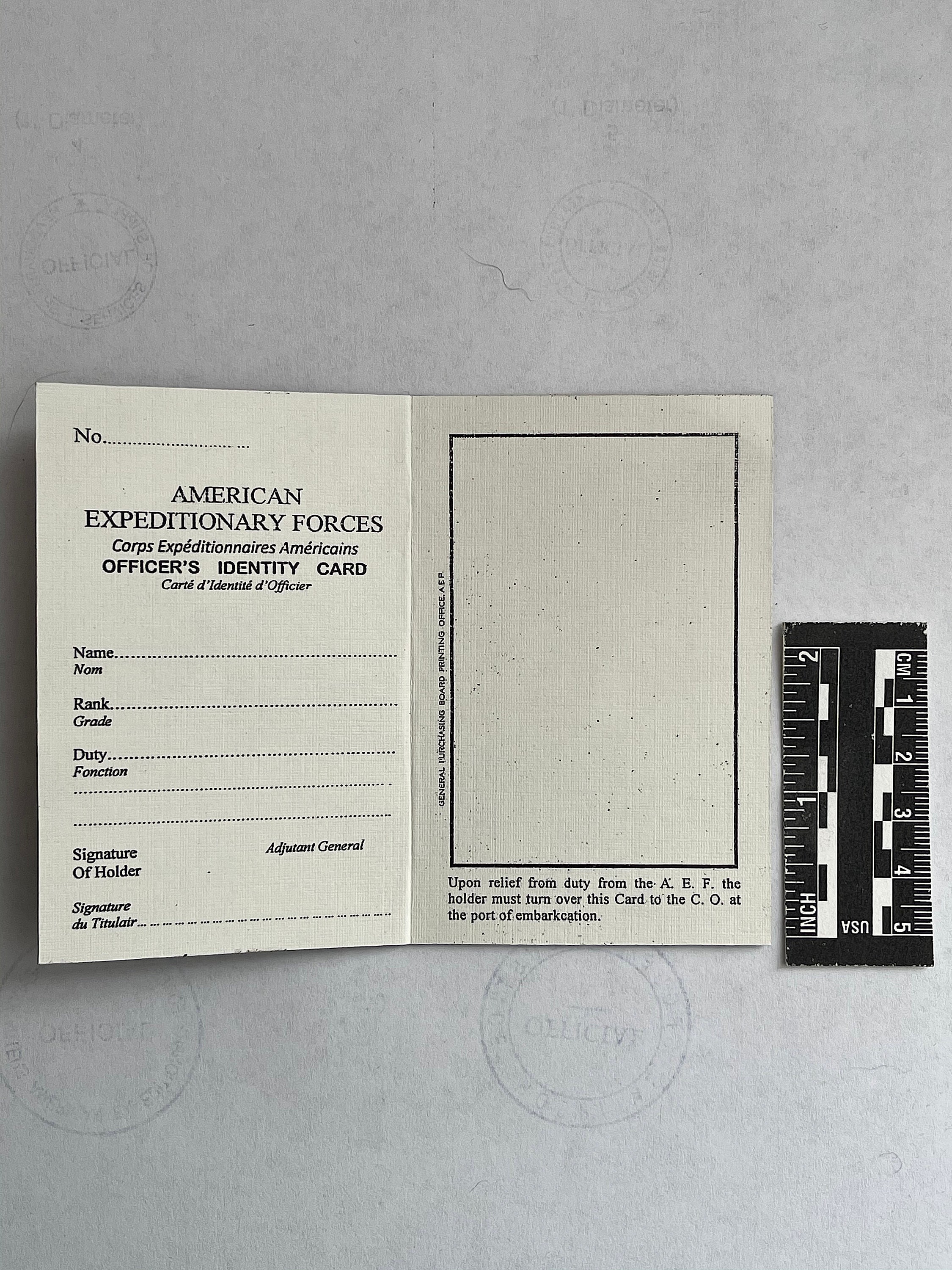 Reproduction WW1 A.E.F. Identity Card Type C - Etsy