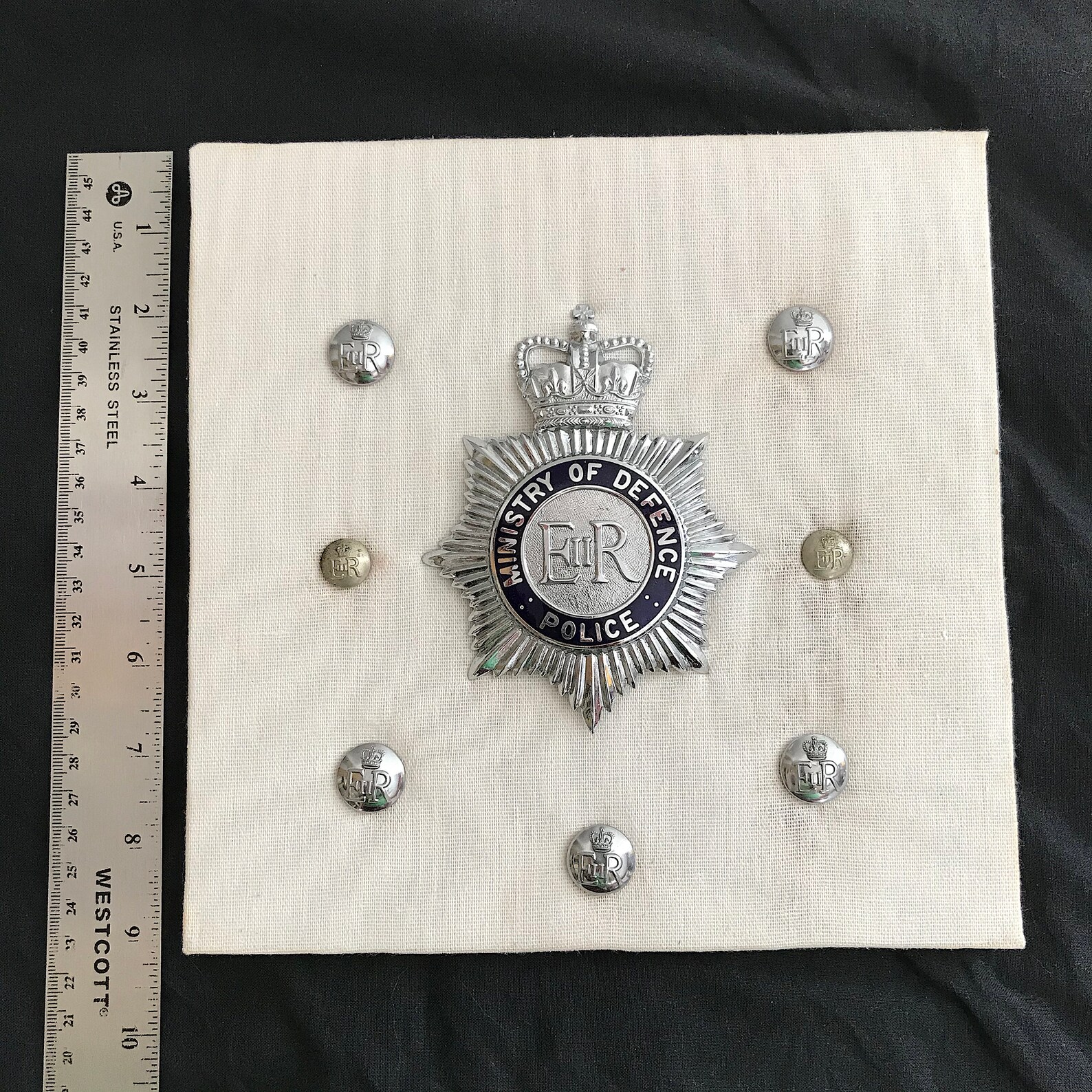 Ministry of Defense Police Helmet Insignia Plate and Uniform Buttons in ...