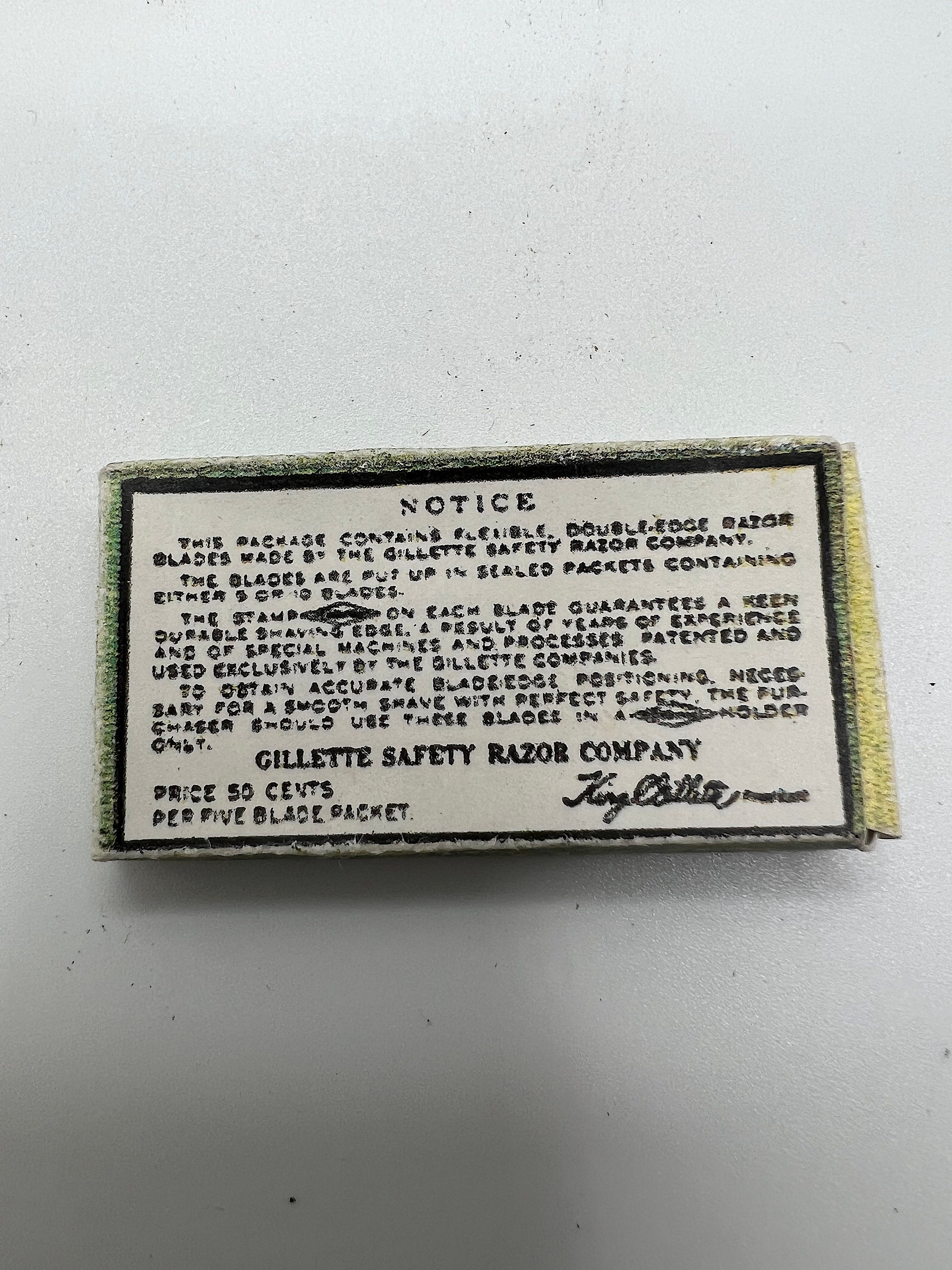 Reproduction Pre-1920 Gillette Safety Razor Blade Package W ...