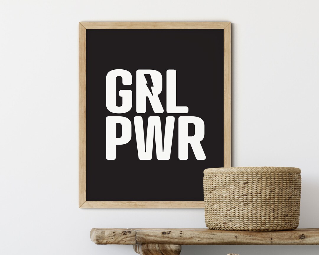 GRL PWR Printable Wall Art With Lightning Bolt. Black and - Etsy