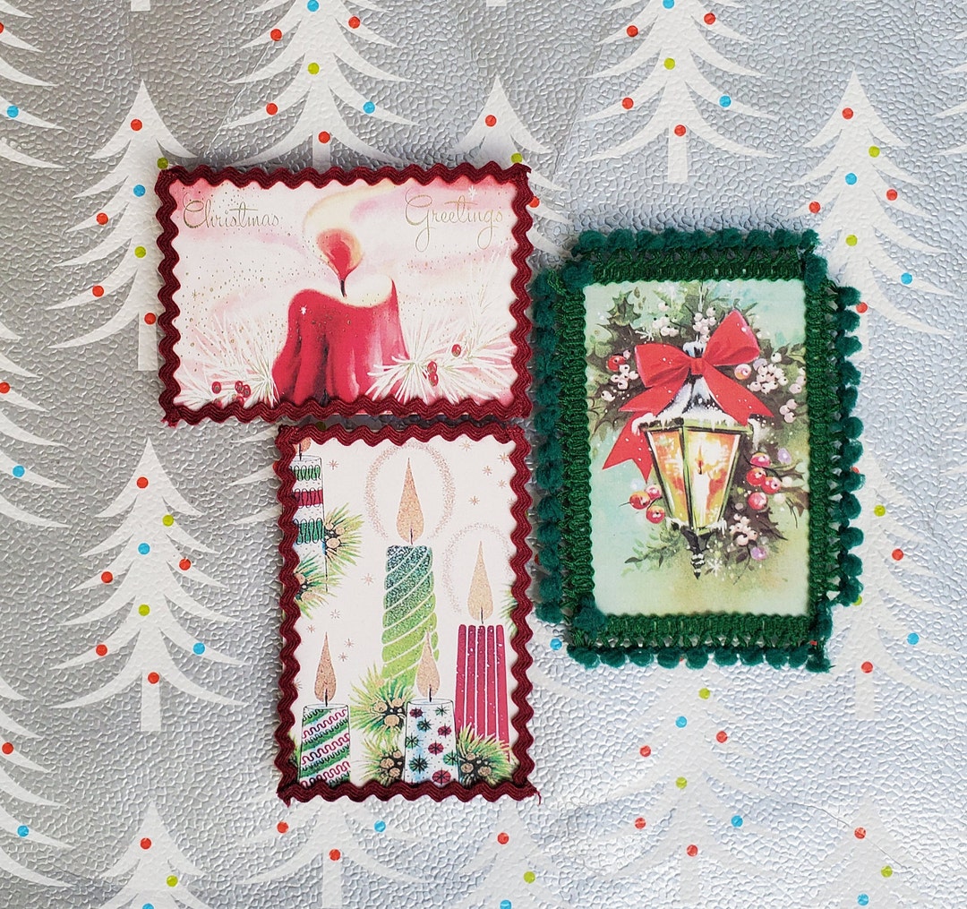 Retro Christmas Magnet Set. Candles. Vintage-style Christmas Magnets - Etsy