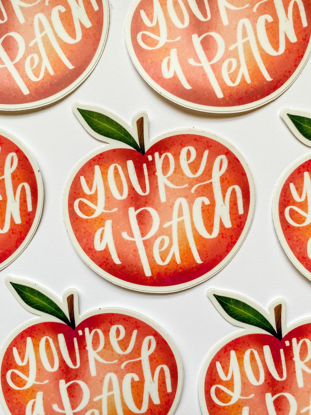 Peach Sticker // You're a Peach // Weatherproof // Handlettered ...