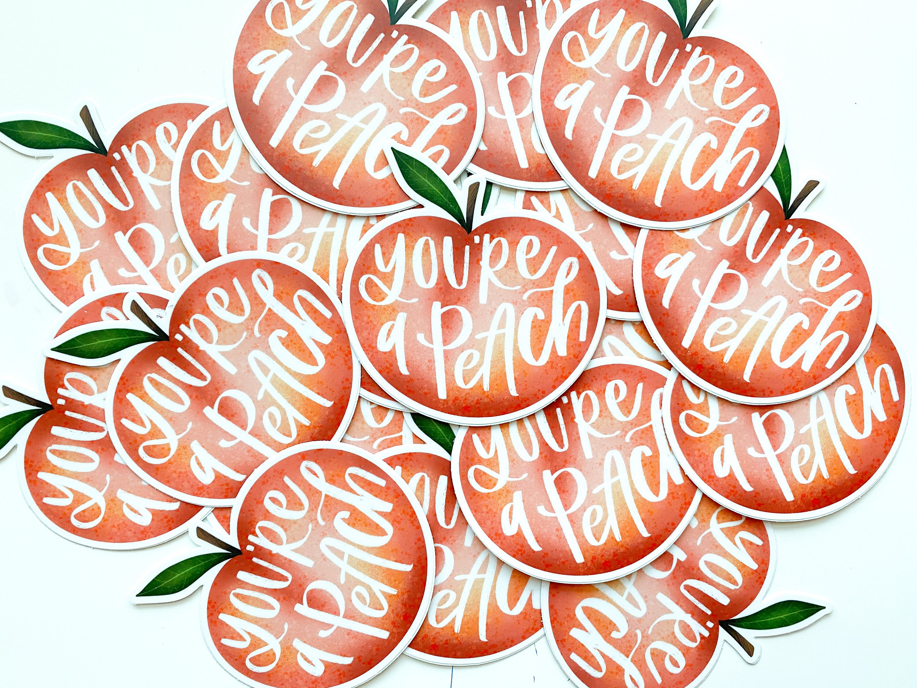 Peach Sticker // You're a Peach // Weatherproof // Handlettered ...