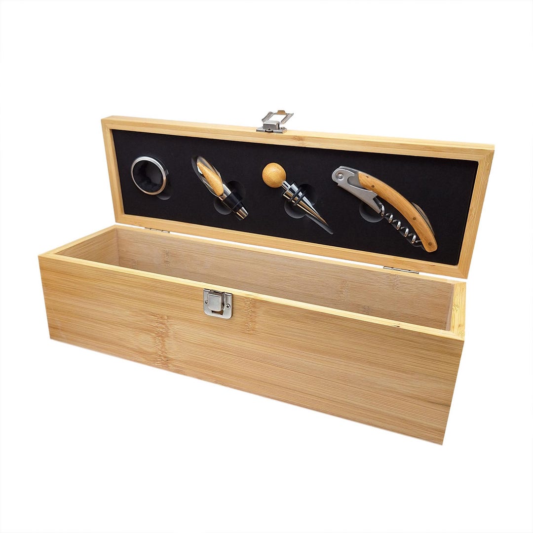 Bamboo Wine Box With Accessories and Individual Laser Engraving ...