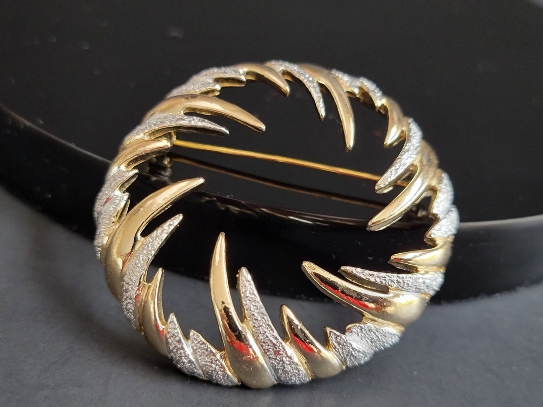 Gold and Silver Texture Openwork Brooch,modern Metal Jewelry, - Etsy