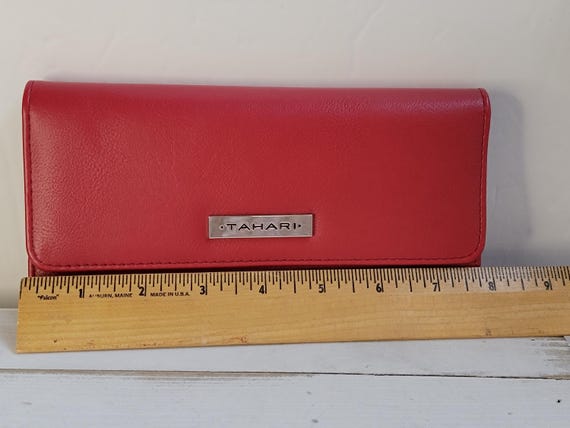 Tahari Red Leather Trifold Wallet, Large Credit Card … - Gem
