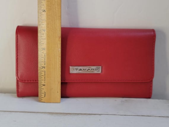 Tahari Red Leather Trifold Wallet, Large Credit Card … - Gem