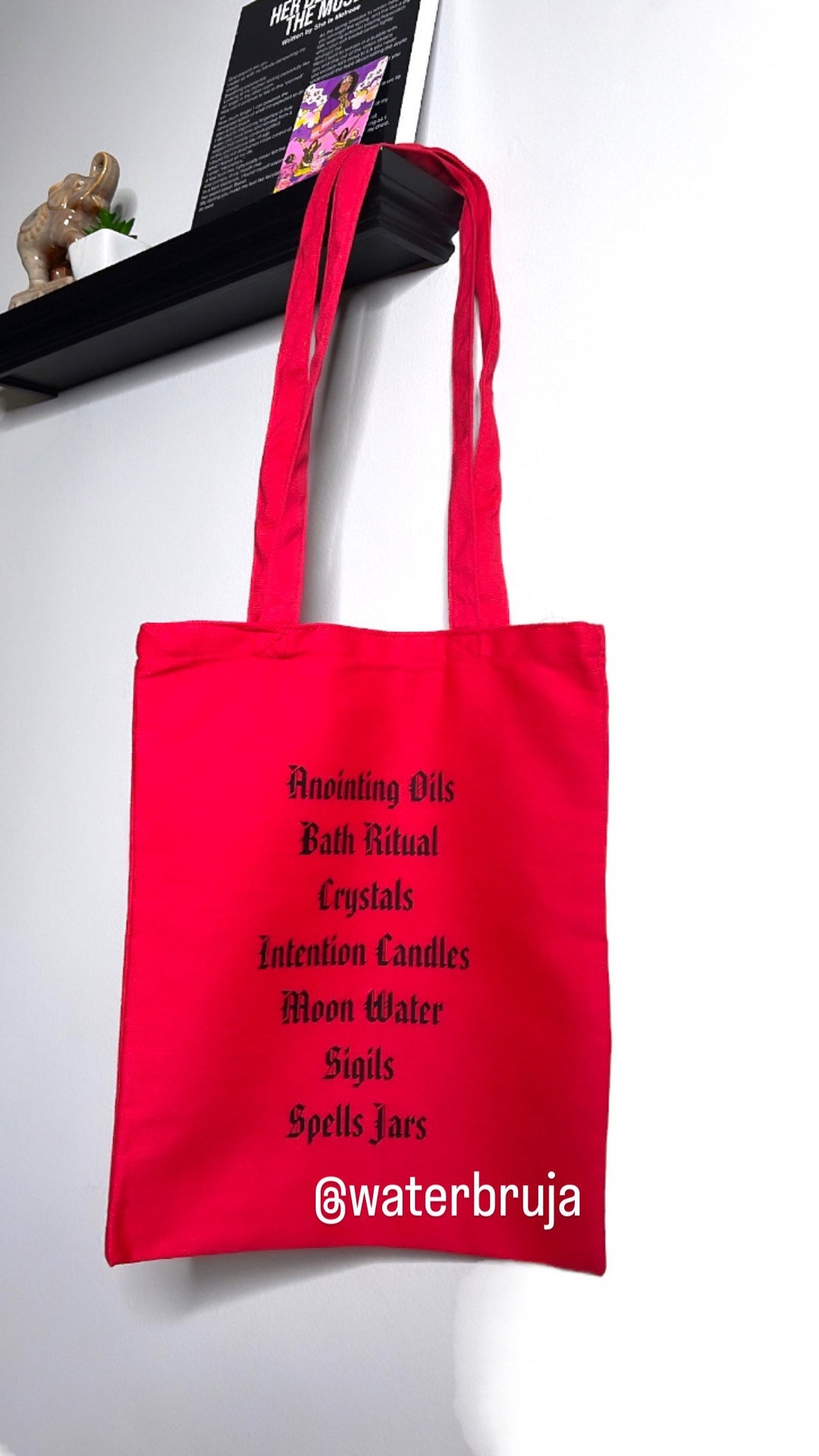 Water Witch Tote Bag, Water Bruja, the Witches Tote Bag, Red Canvas ...