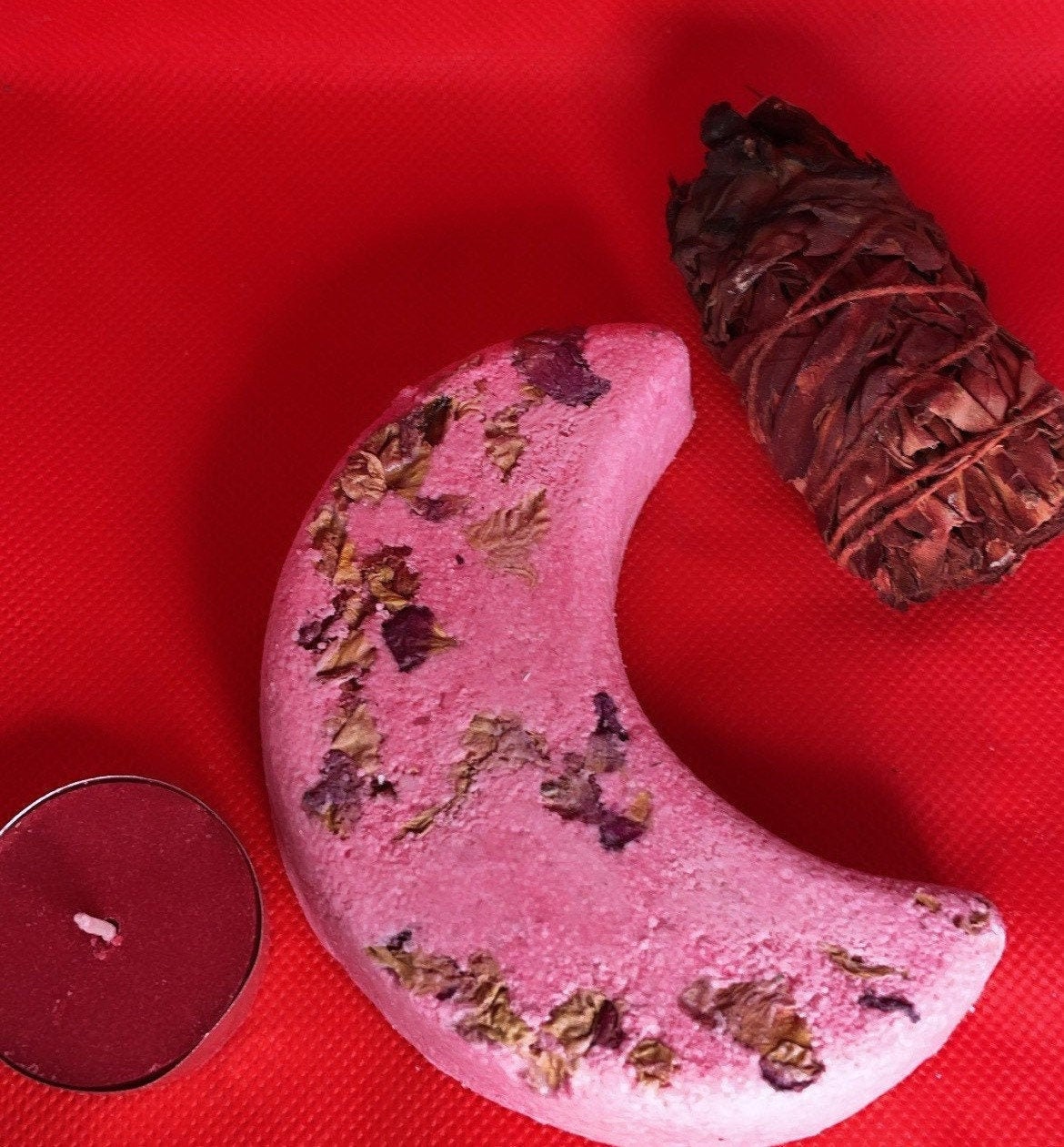 Flower Moon Bath Bomb Crescent Bath Bomb Crystal Bath Bomb | Etsy