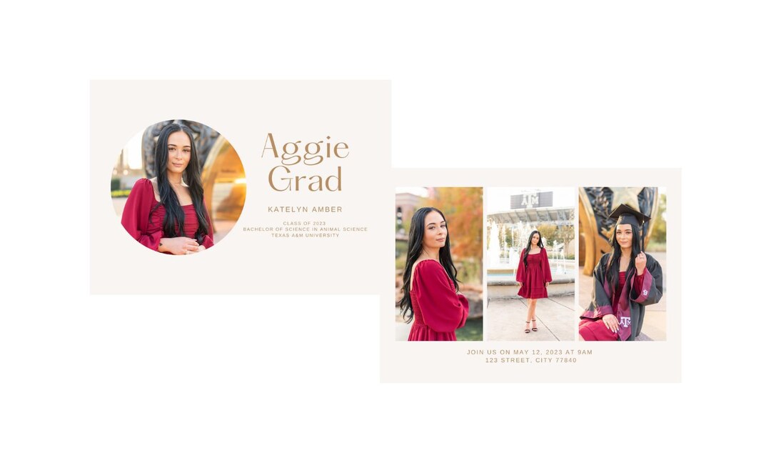 Aggie Grad Gold Graduation Announcement Template - Etsy
