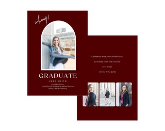 Maroon White Aggie Texas A&M Graduation Invitation Announcement - Etsy