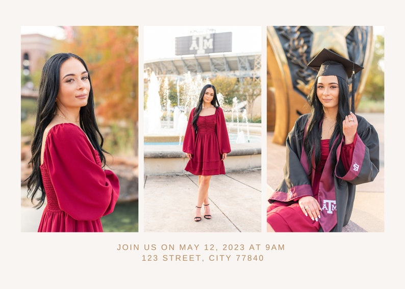 Aggie Grad Gold Graduation Announcement Template - Etsy