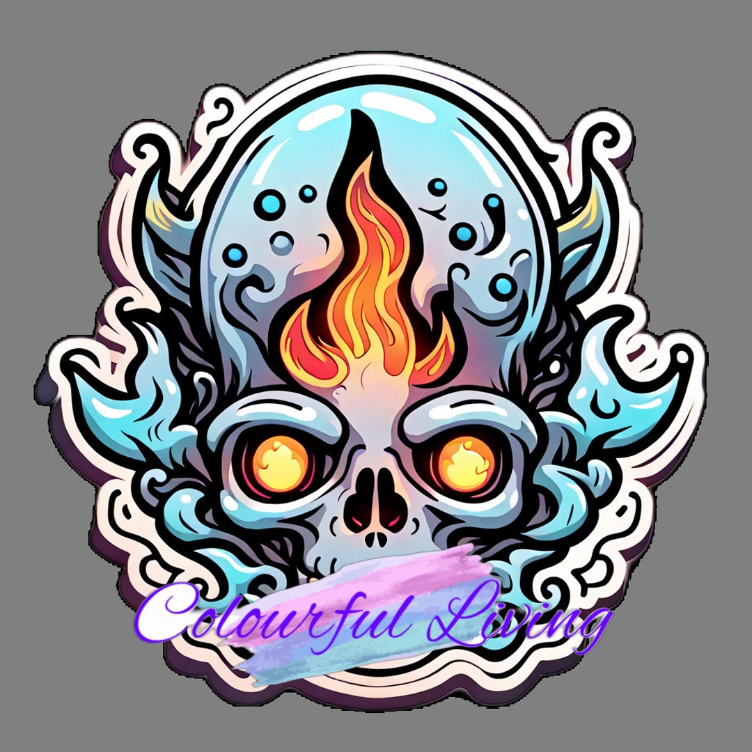 Magical Neon Skull With Fire Eyes and Smoking Nostrils - Etsy