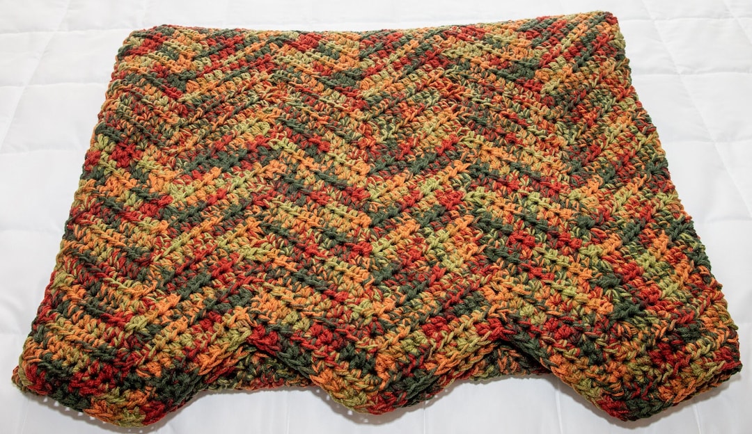 Hand Crocheted Classic Ripple Design Afghan/extra Thick Double Thread ...