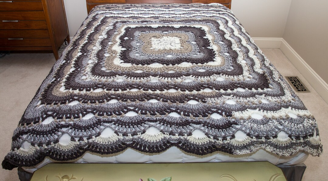 New Hand Crocheted Afghan/virus Pattern/ Square Shape Appx 73” - A59 - Etsy
