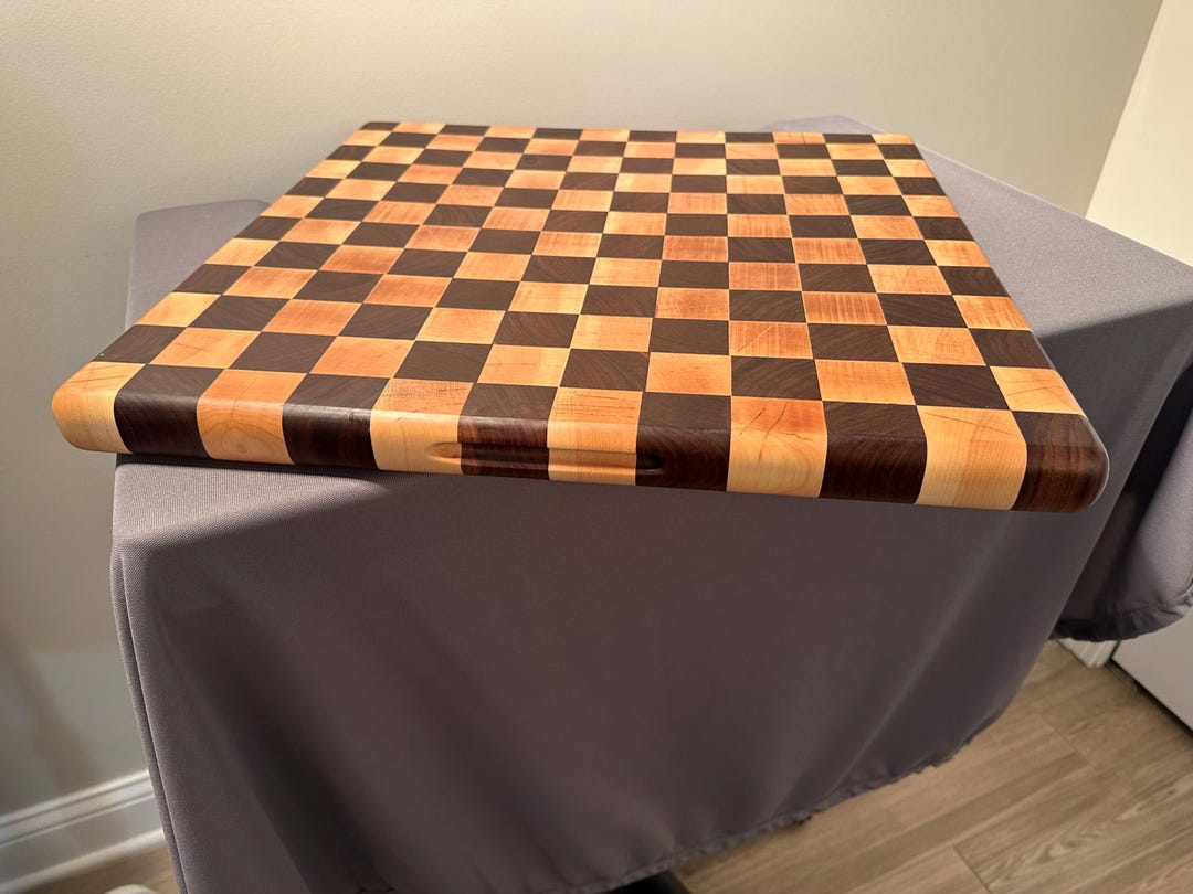 Large Checkerboard End-grain Cutting Board, Walnut & Maple - Etsy