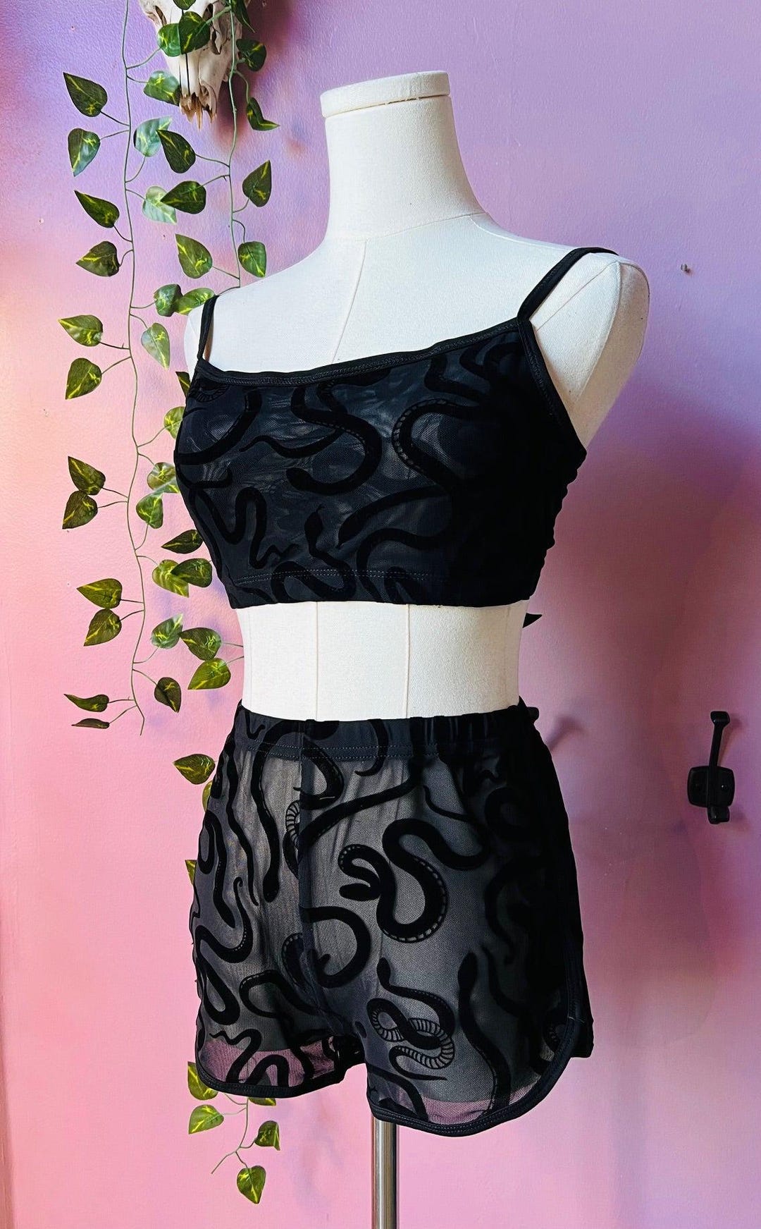 The Sinister Set - SNAKES - Sheer Velvet Flocked Snakes Bra & Shorts ...