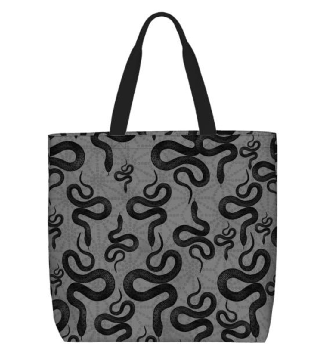 Printed Beach Bag / XL Tote Bag - Black Snakes - Etsy