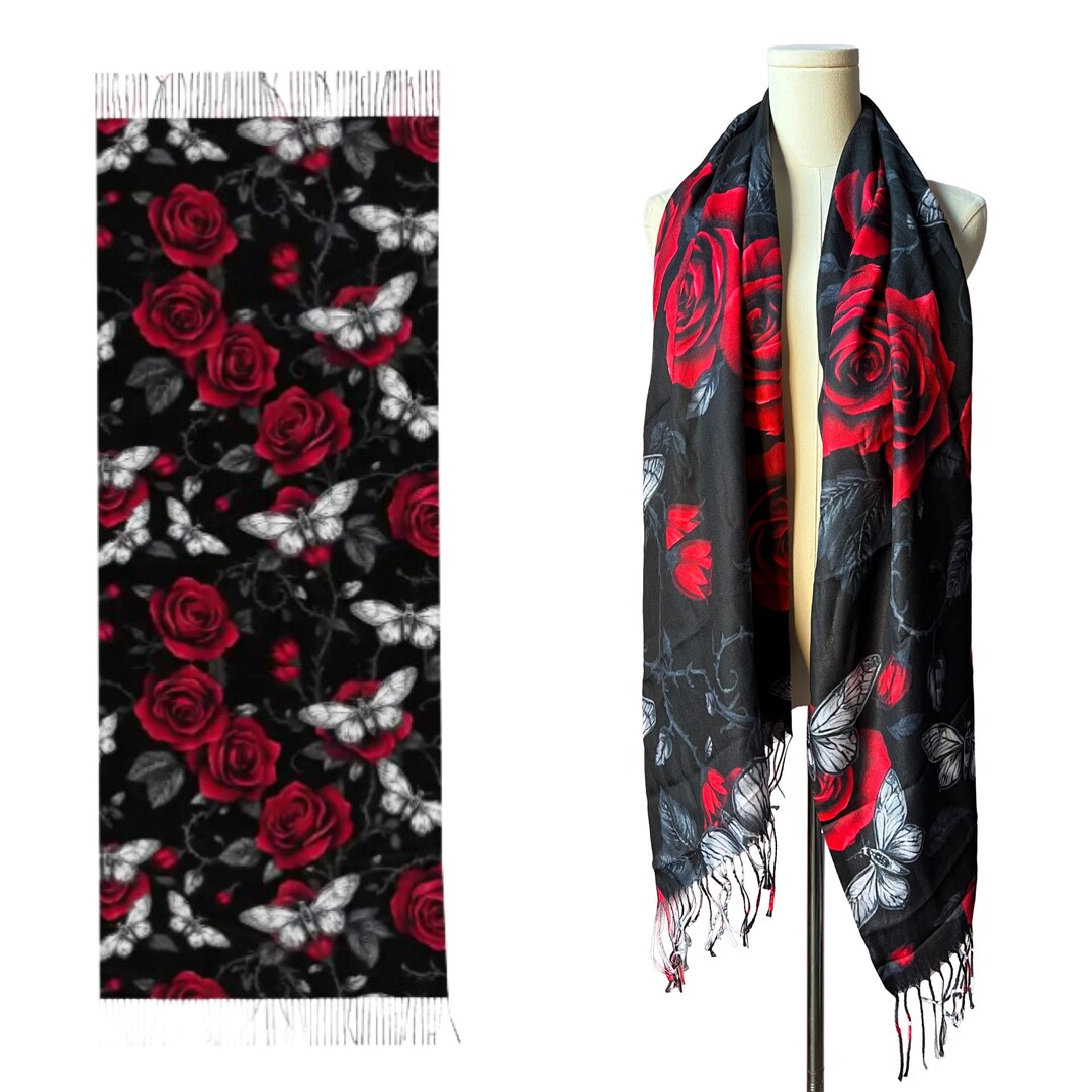 Vegan Scarf - Moth Roses - Etsy