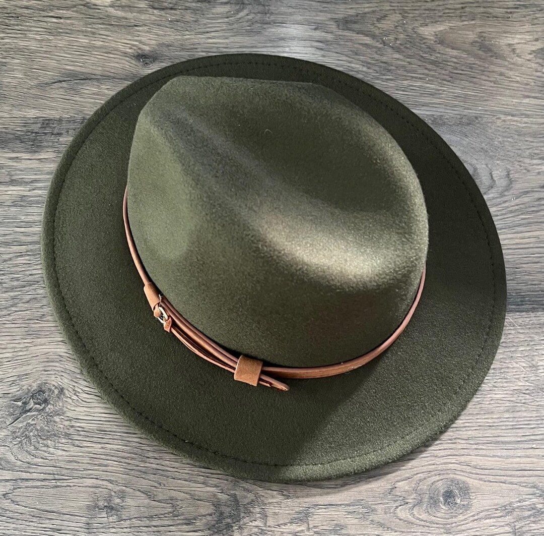 Fox & Fable - Vegan Felt Wide Brim Hat - Olive - Plain - Etsy