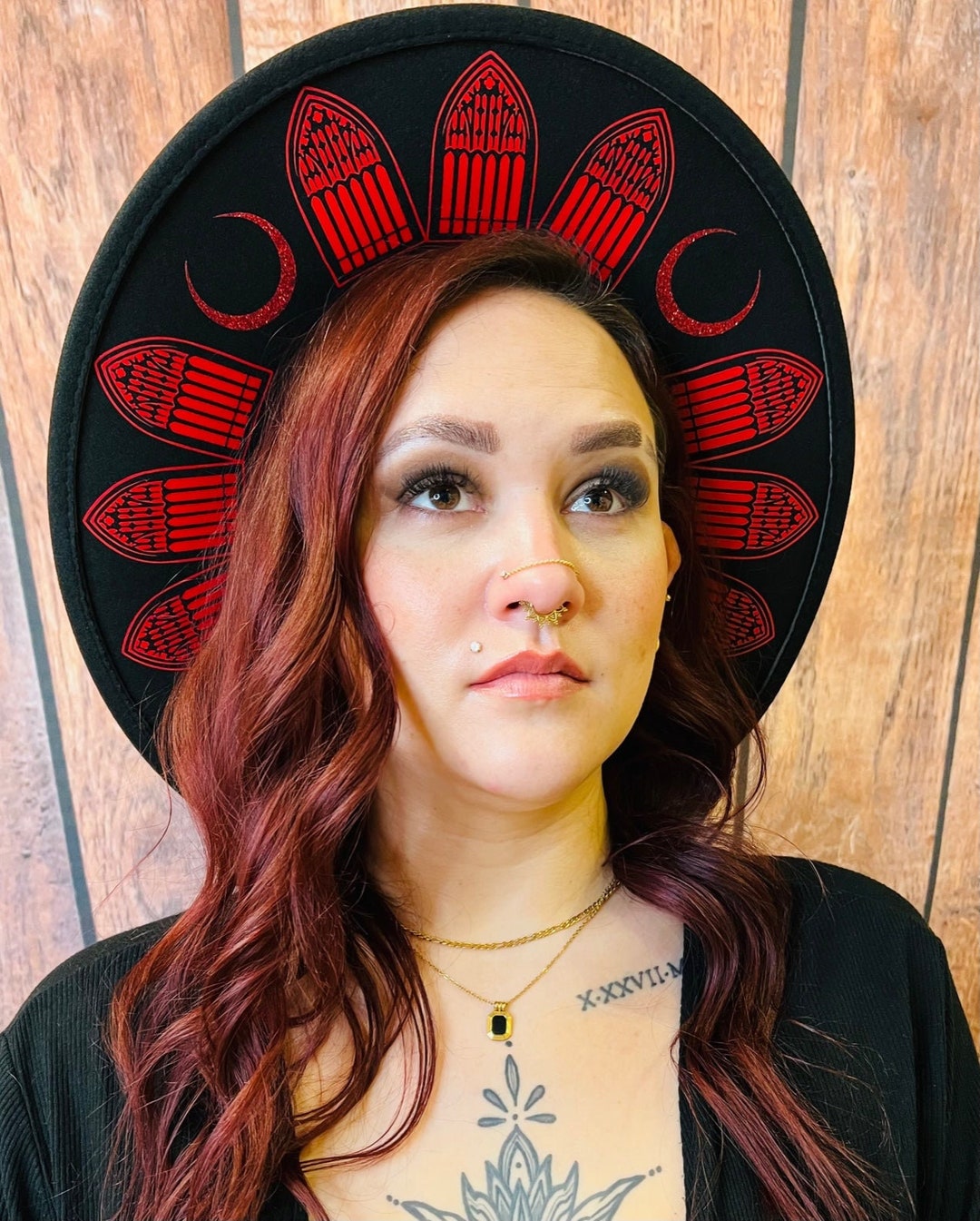 Vegan Felt Wide Brim Hat Goth Witch Fedora Hat XL Brim witch Museum ...