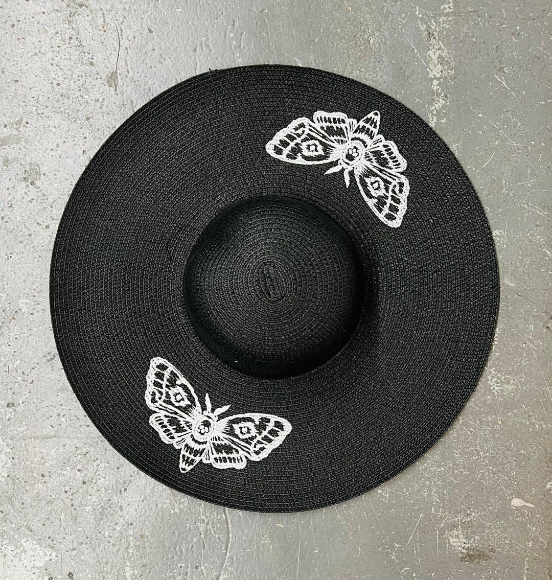 Floppy Sun Hat - XL Brim - Black Death Moth - Etsy
